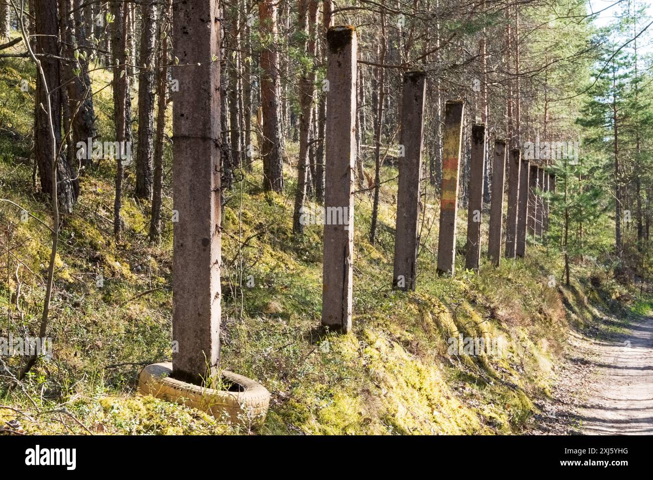 Concrete posts remain marking the edge of a military area used by the ...