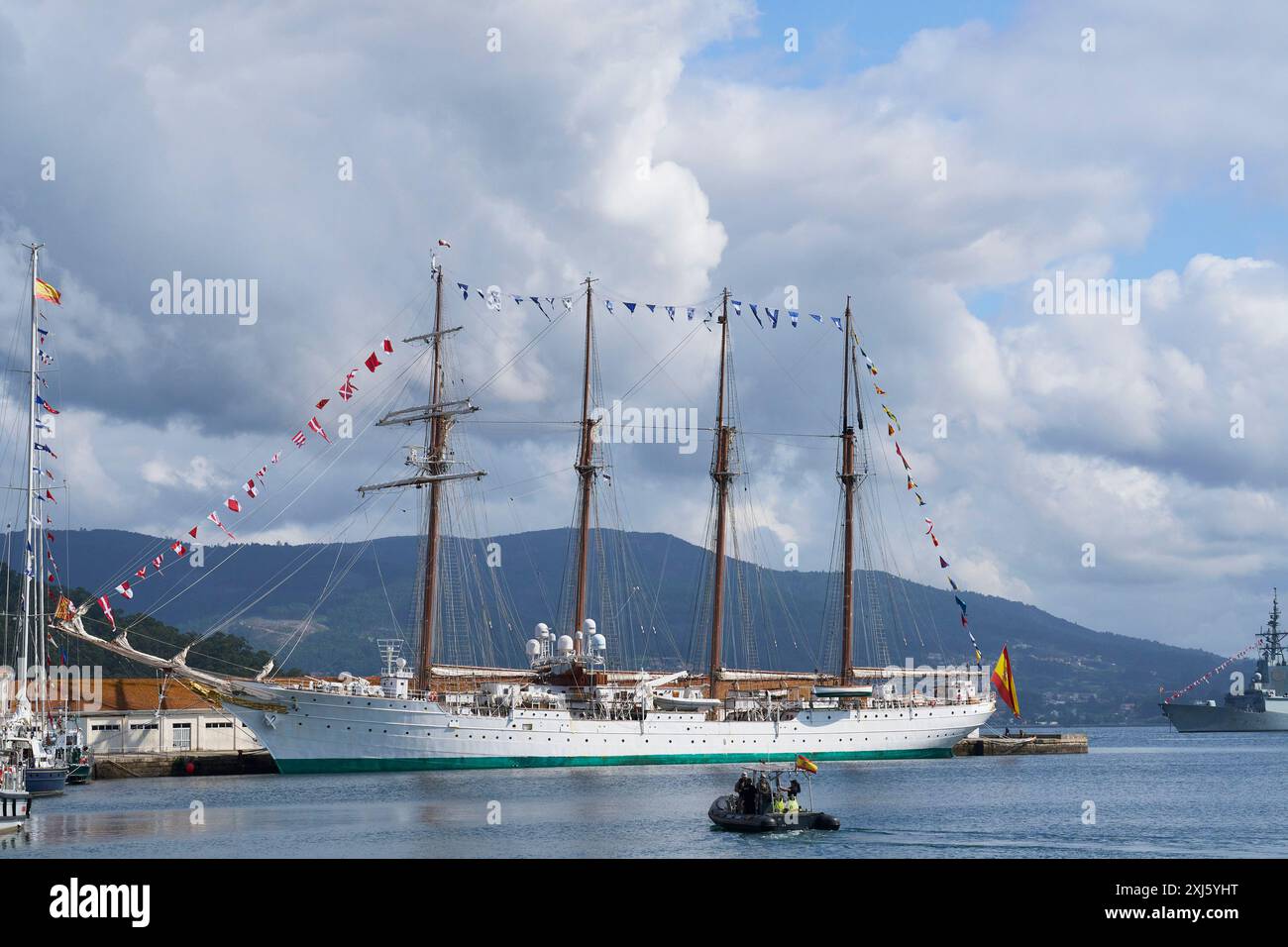 Marin. Spain. 20240716, Spanish training ship Juan Sebastian de Elcano ...