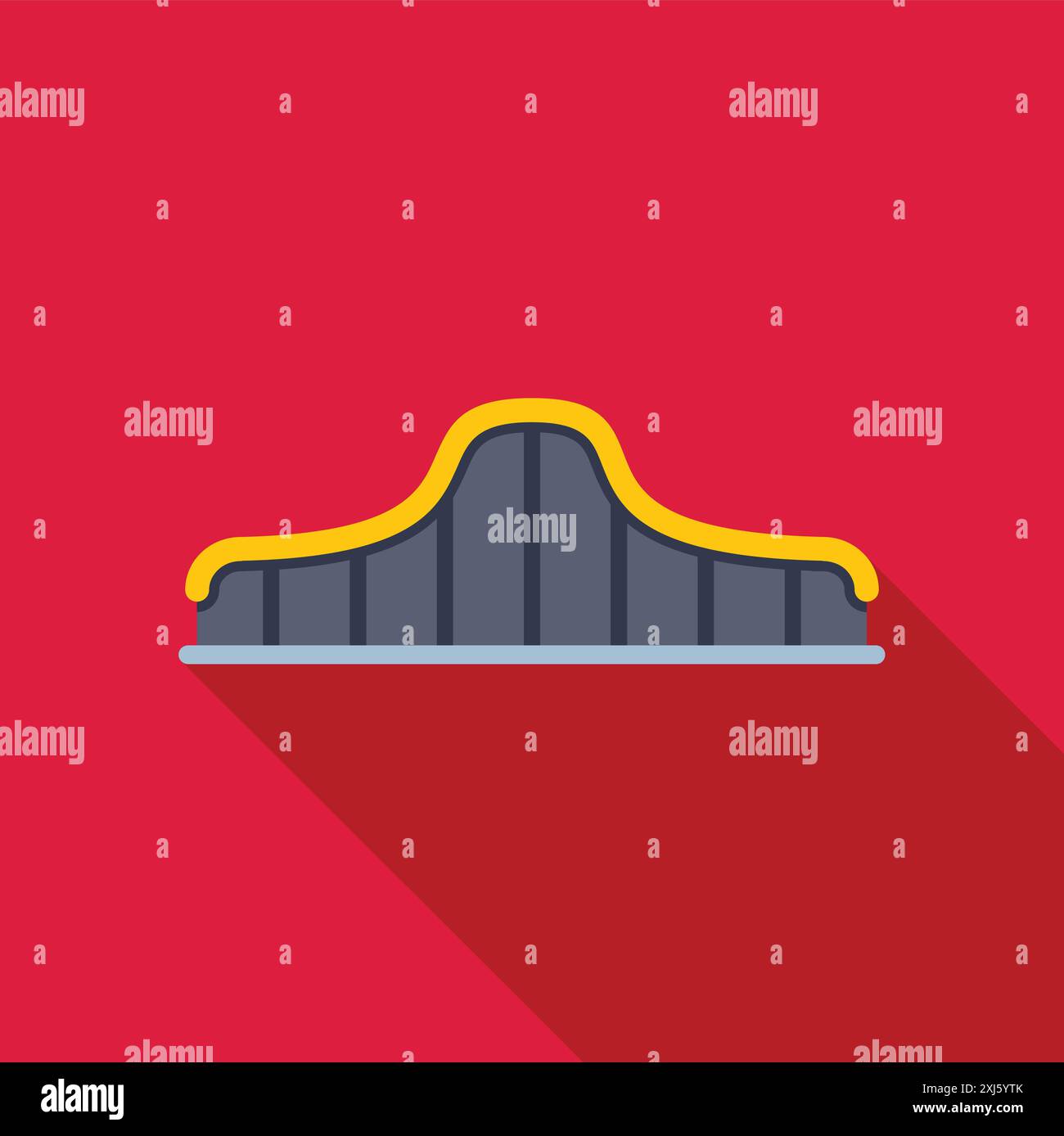 Illustration of a roller coaster going up, on a red background with a ...