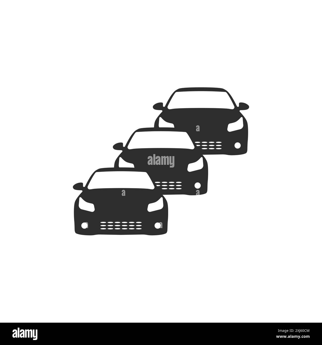 Three black cars vector icon. Parking logo vector. Auto icon one by one ...