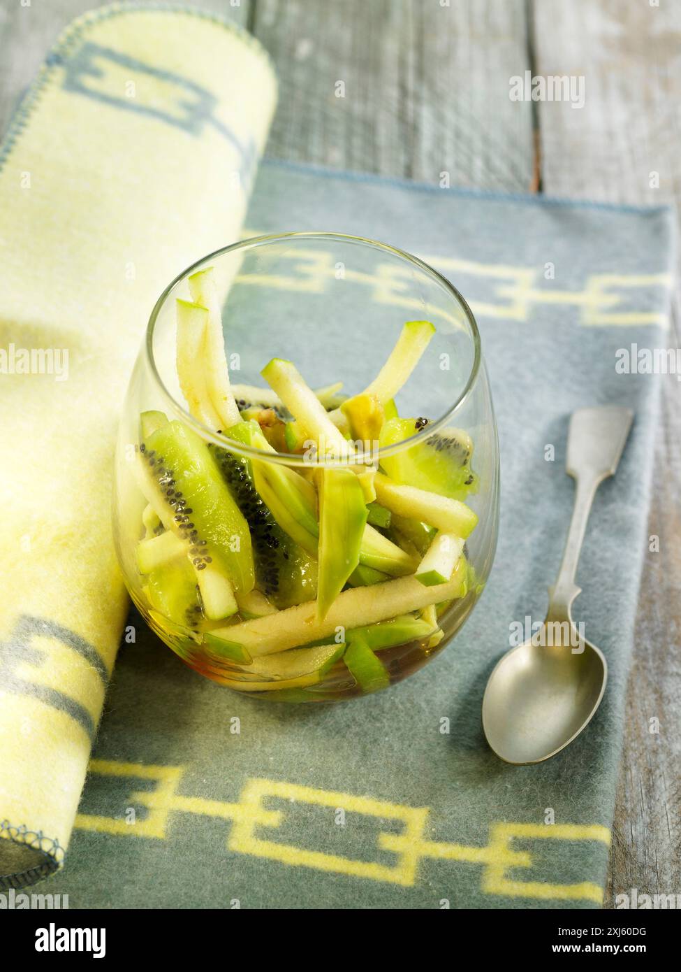 Kiwi,avocado and green apple salad with honey and agave syrup Stock ...