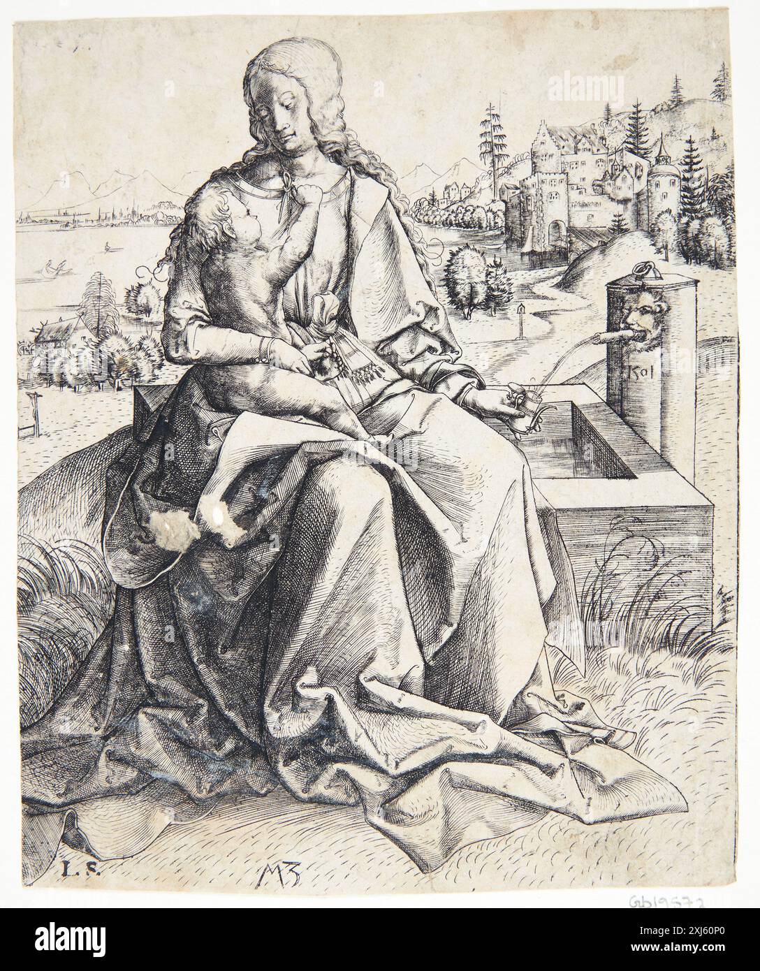 Copper engraving by Monogrammist MZ depicting the Virgin Mary by a ...