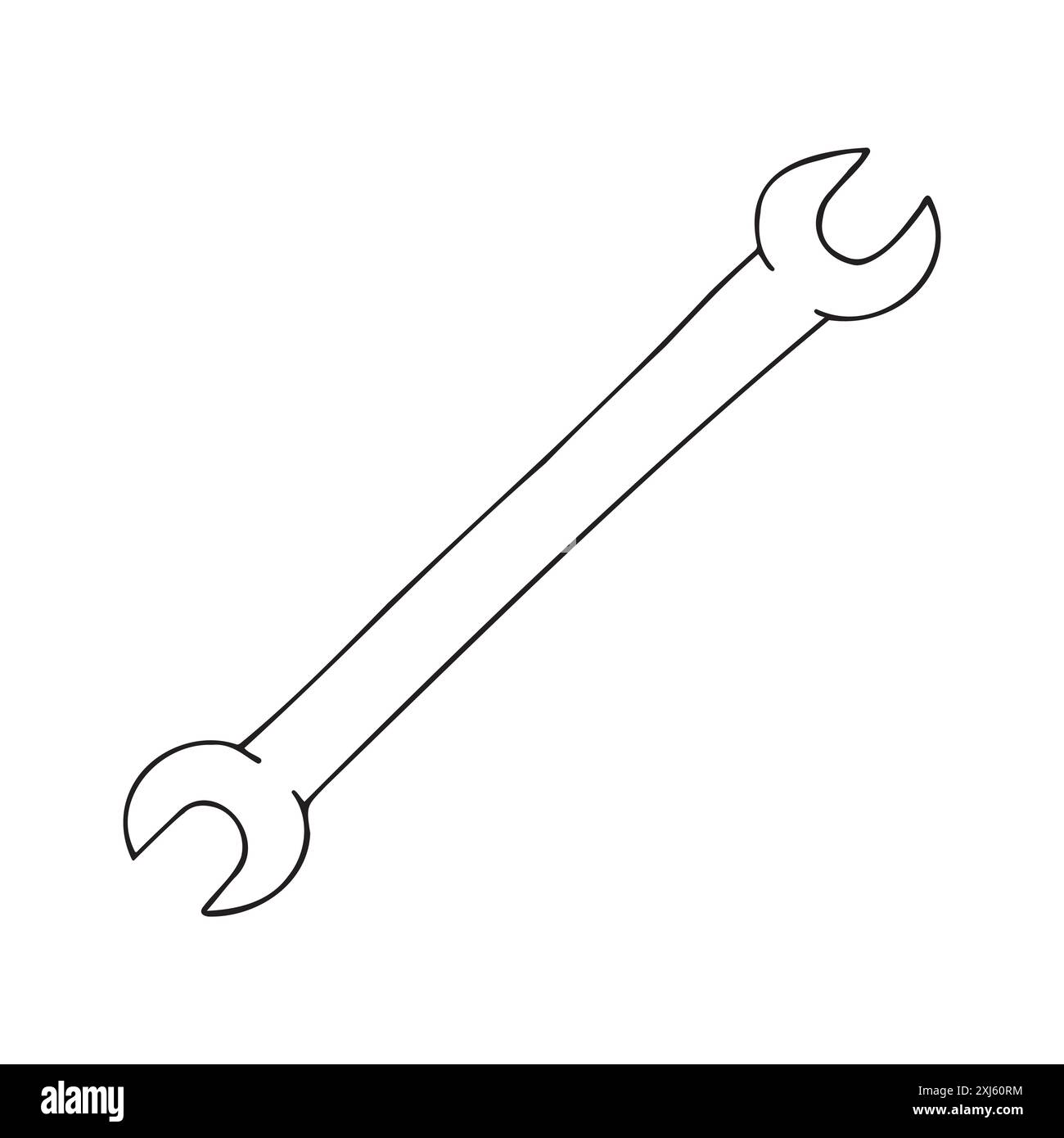 Vector hand drawn doodle sketch outline wrench isolated on white ...