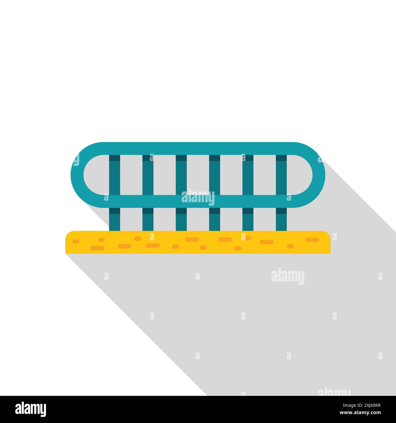 Minimalist illustration of a metal handrail fence standing on a ...