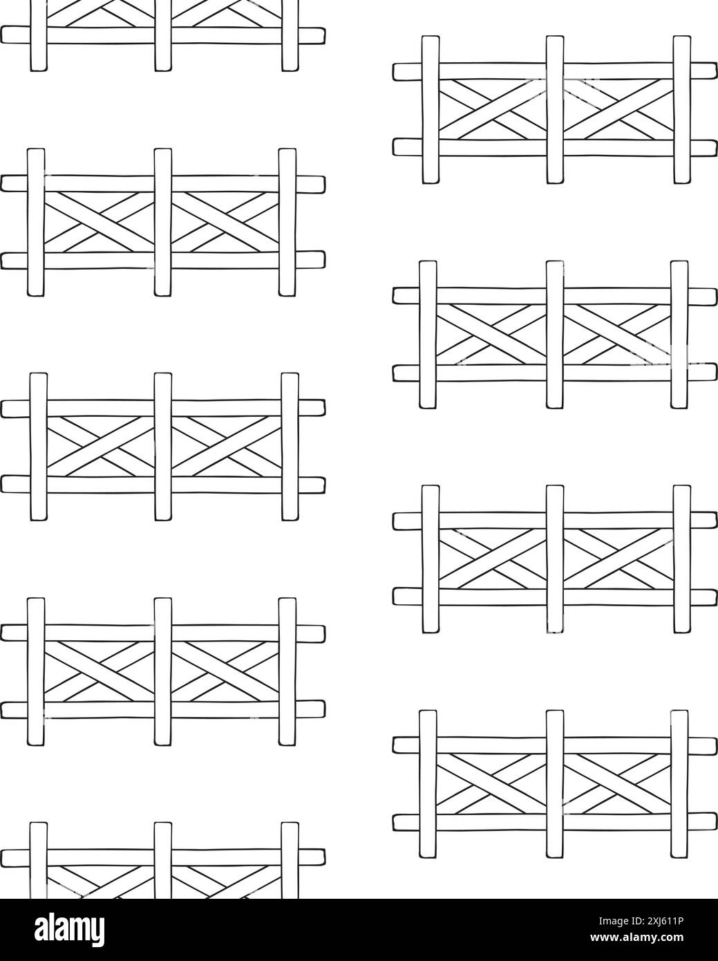 Vector seamless pattern of hand drawn doodle sketch outline fence ...