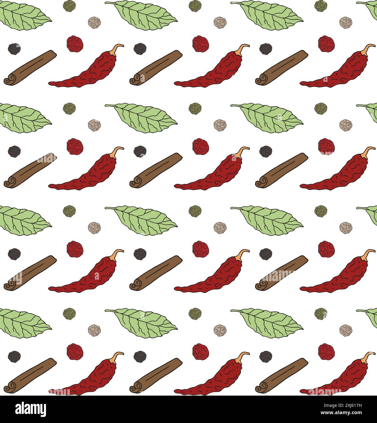 Vector seamless pattern of hand drawn sketch doodle spices isolated on ...