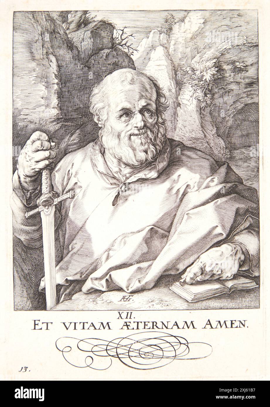 Copper engraving by Hendrick Goltzius showing the apostle Matthias ...