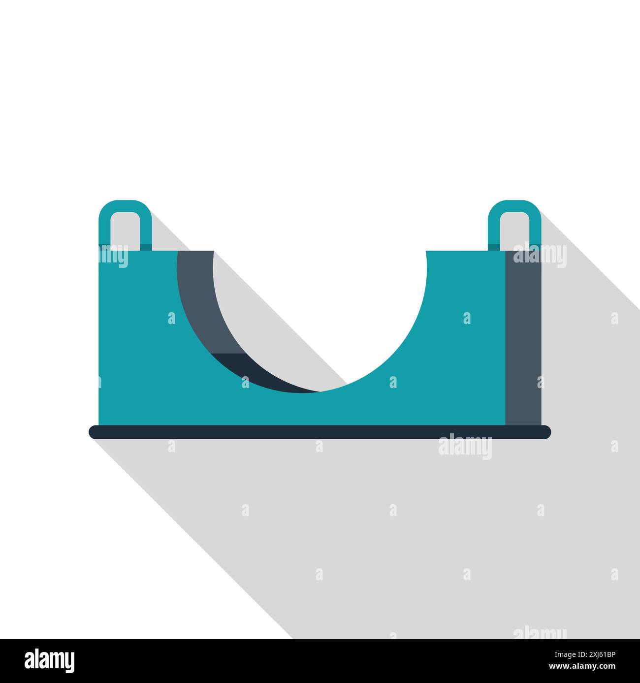 Skateboard ramp icon in flat style with long shadow, isolated on white ...