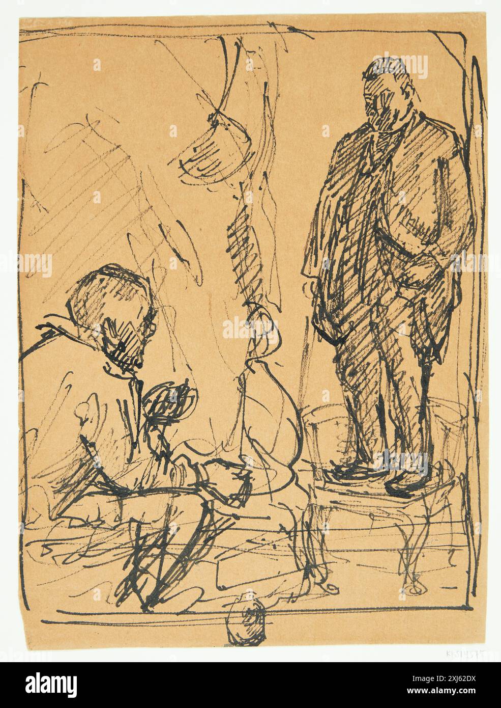 Drawing by Peter Hansen (1868-1928) depicting sculptor Kai Nielsen ...