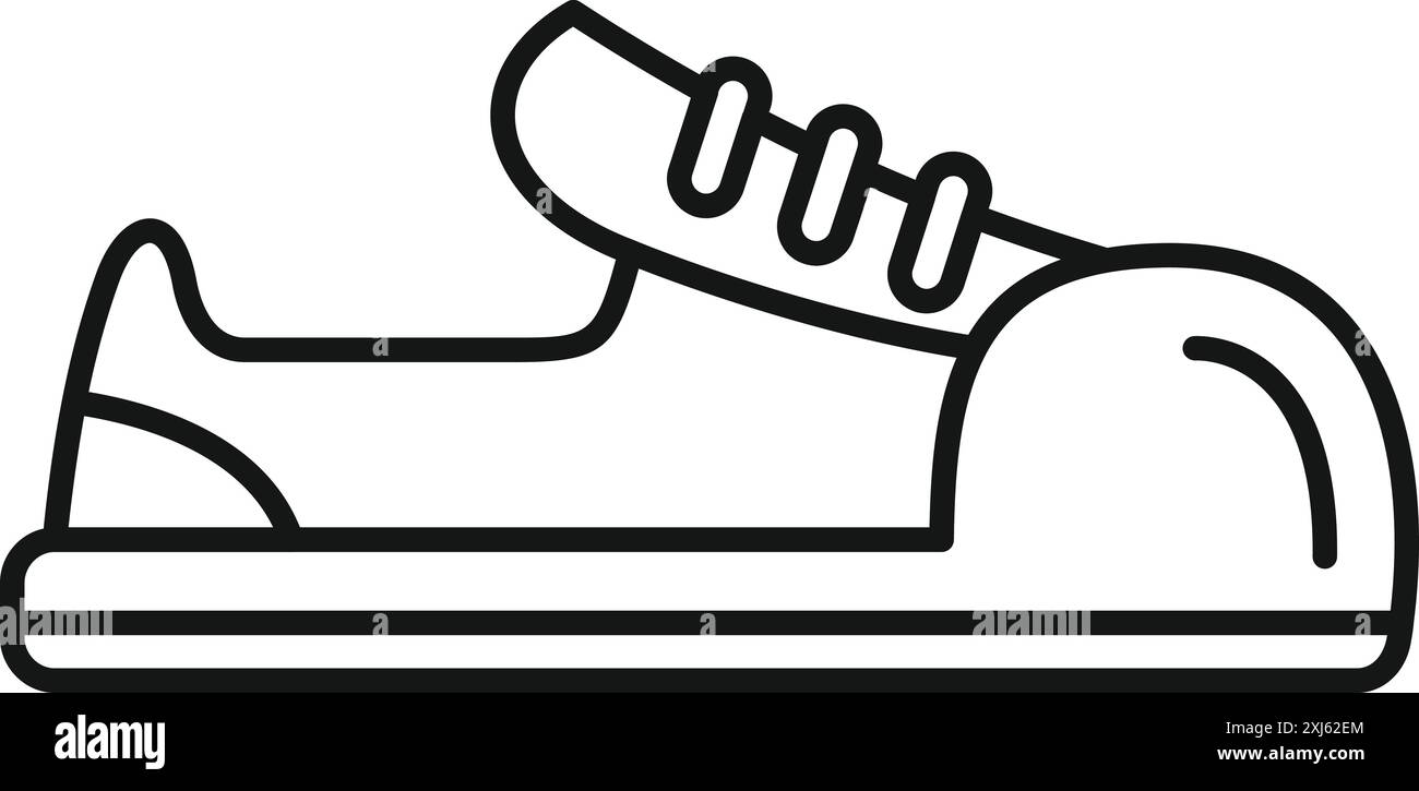This simple line art icon represents a casual walking shoe, emphasizing ...