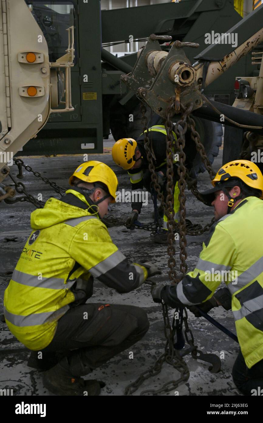 Contractors supporting the 838th Transportation Battalion secure ...
