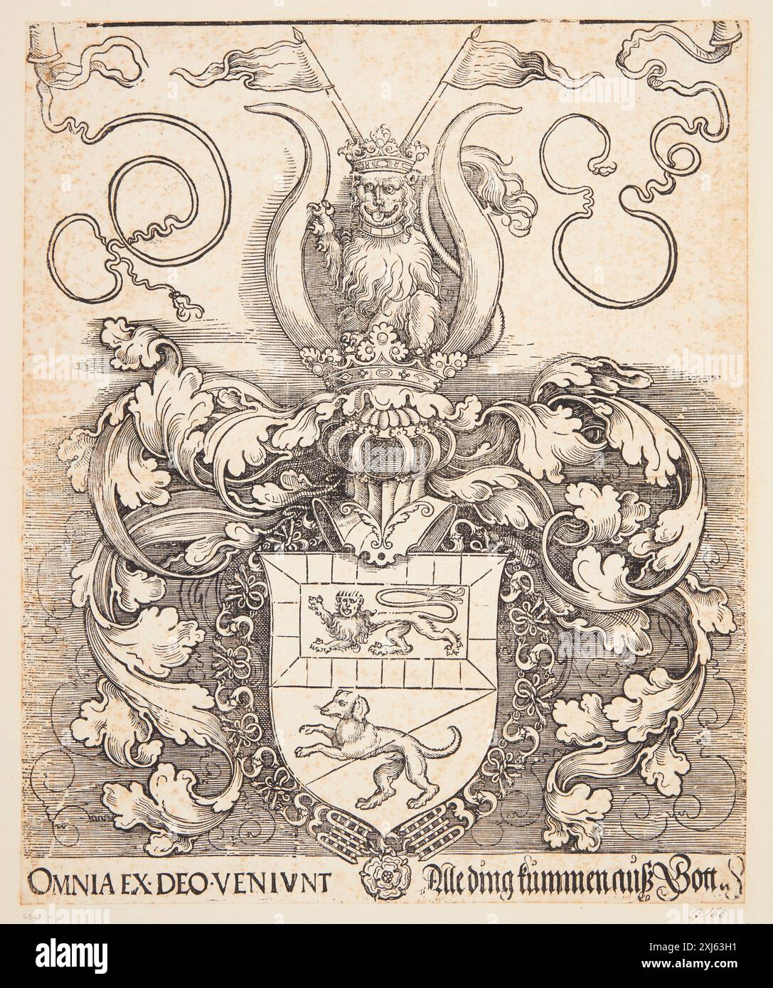 A woodcut by Albrecht Dürer depicting the coat-of-arms of Lorenz ...