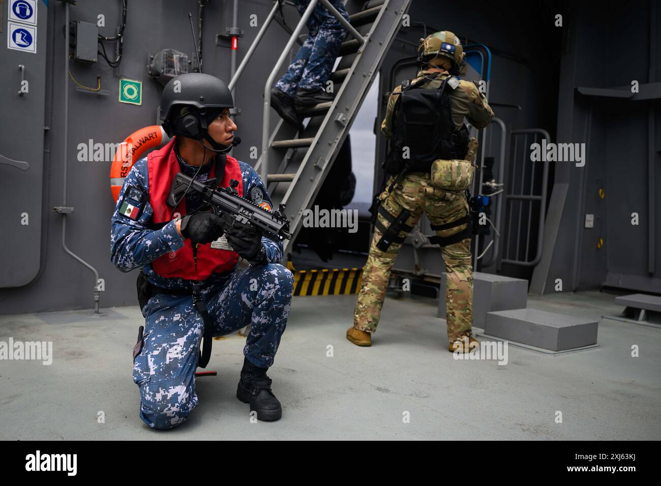 Mexican navy Ensign Adrian Riveroll, assigned to the Mexican Reformador ...