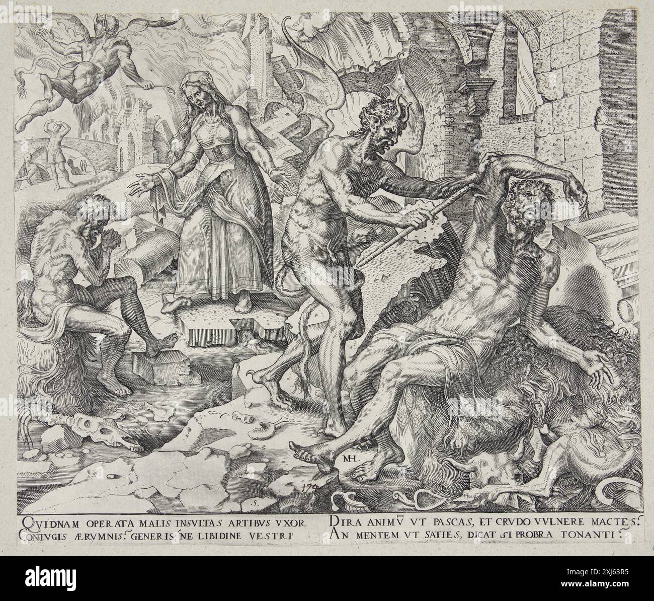Satan smiting Job with his boils Galle, Philips 1537 - 1612, Heemskerck ...