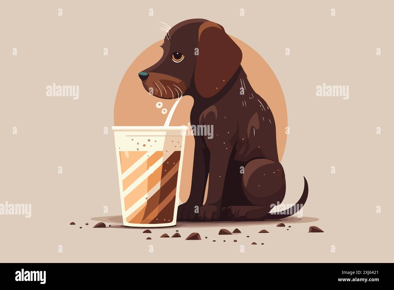 Cartoon dog drinking coffee Stock Vector Images - Alamy