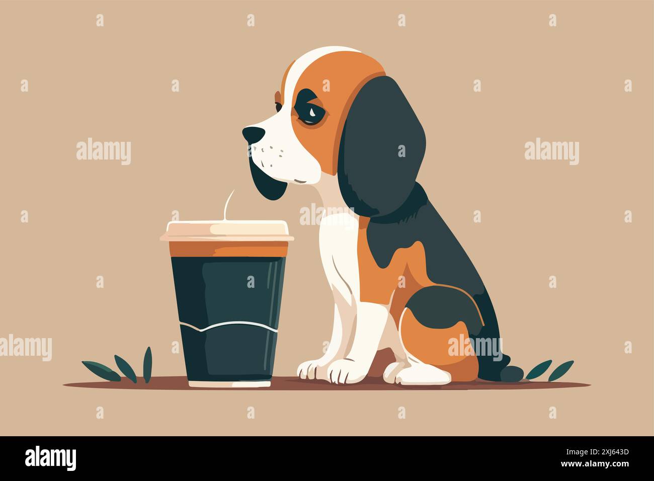 Cartoon dog drinking coffee Stock Vector Images - Alamy