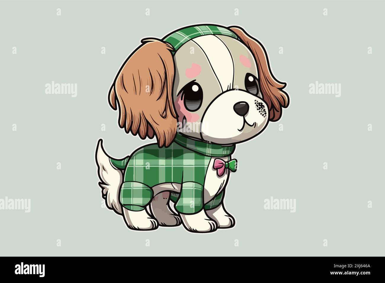 Dog full body plaid cartoon vector illustration Stock Vector Image ...
