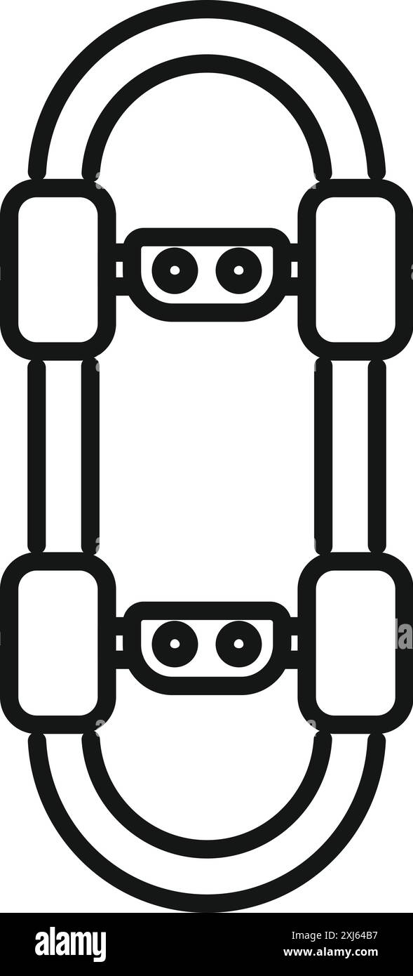Simple black and white line drawing of an electric skateboard standing ...