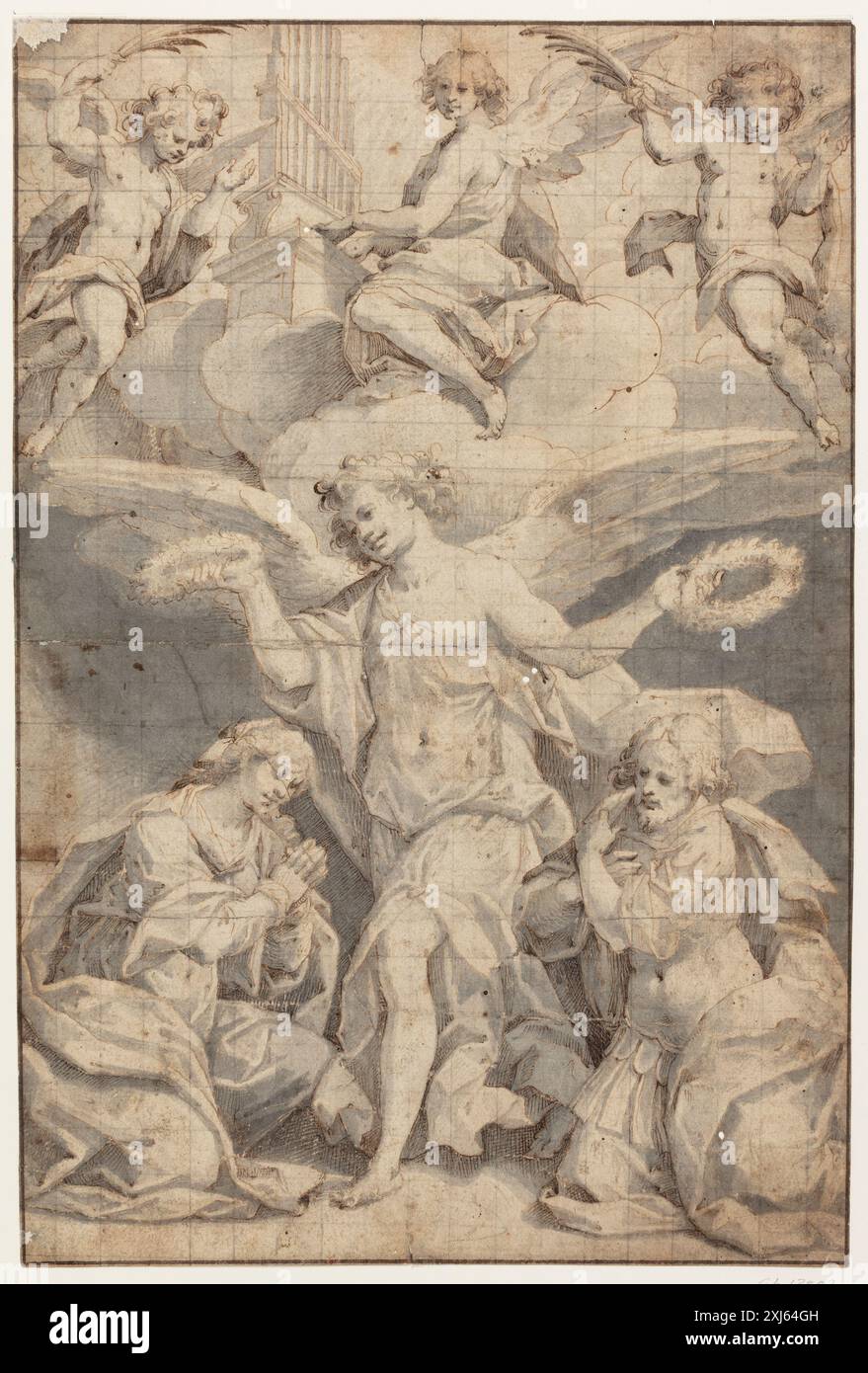 Drawing by Giovanni Battista Trotti depicting St Cecilia and St ...
