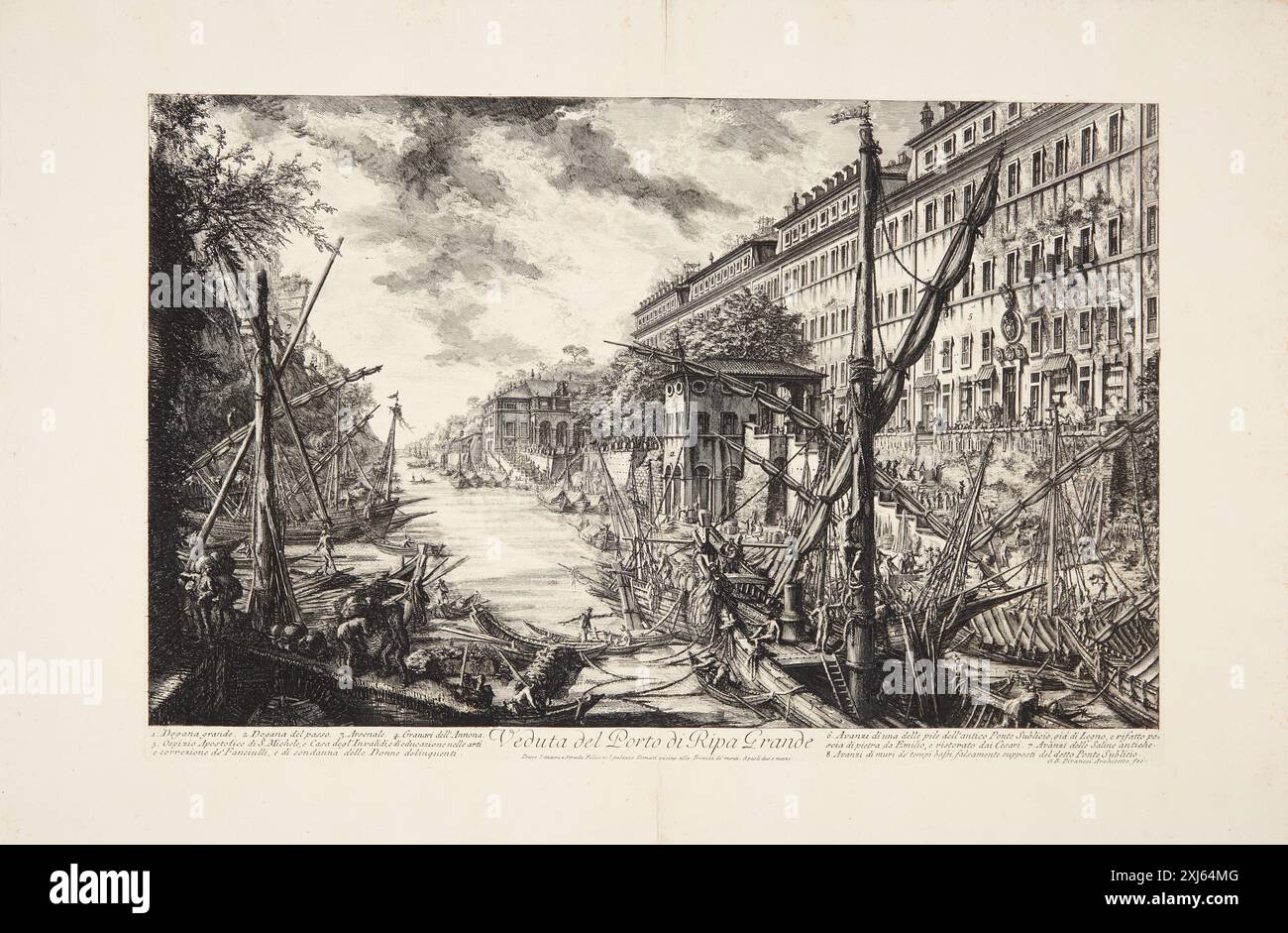 Engraving by Giovanni Battista Piranesi depicting the Port of Ripa ...