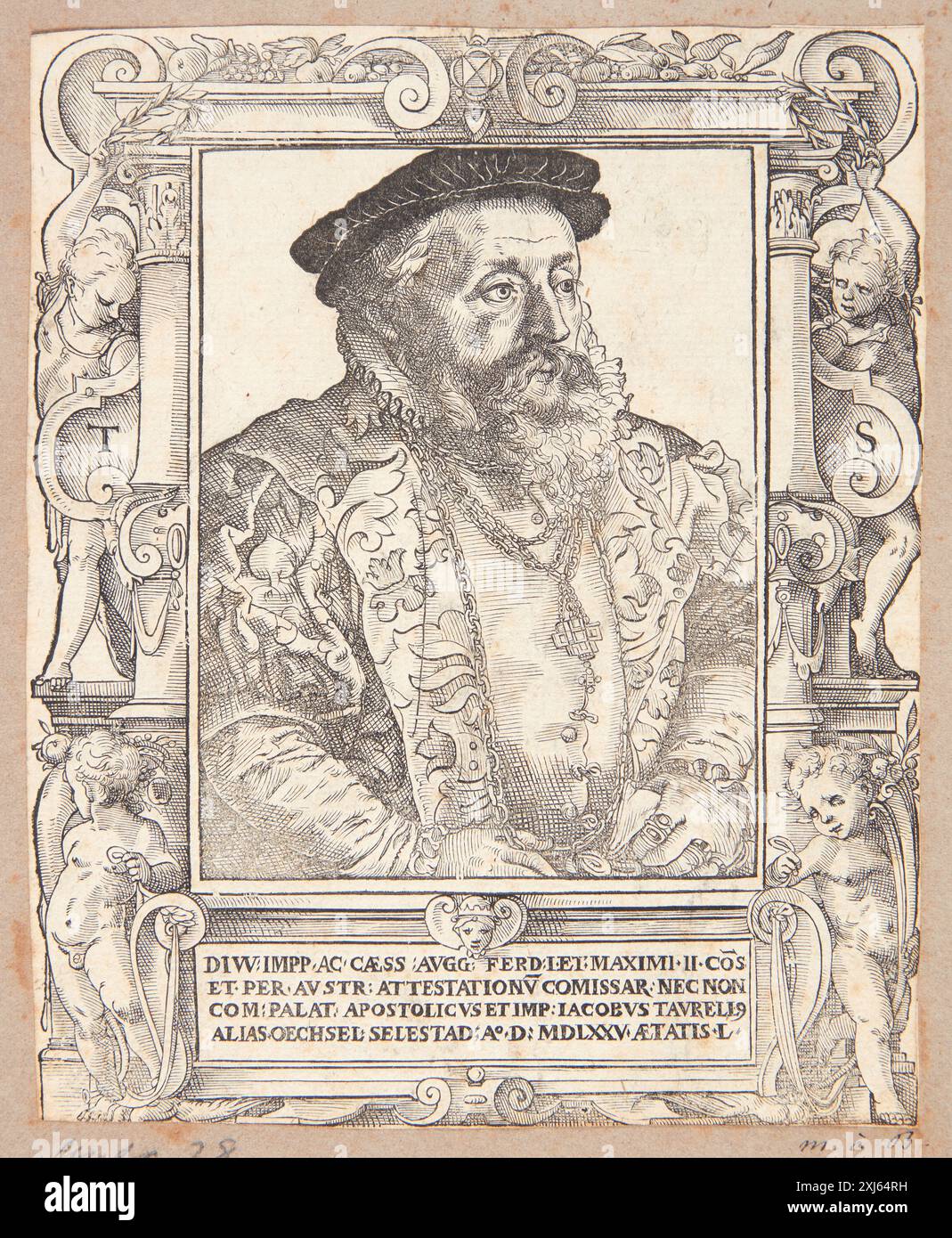 A 16th-century woodcut by Tobias Stimmer depicting the portrait of ...