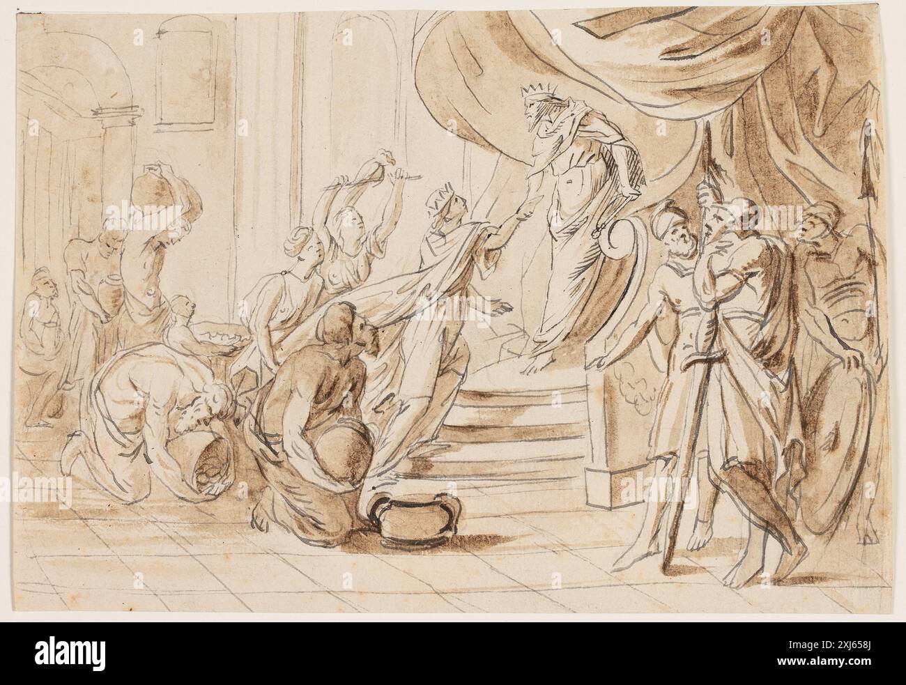 The Queen of Saba at King Solomon Brünniche, Peter 1739 - 1814 Drawing ...