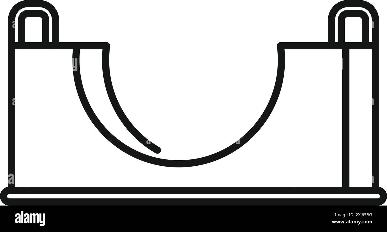 Line drawing of a skate park ramp structure for performing ...