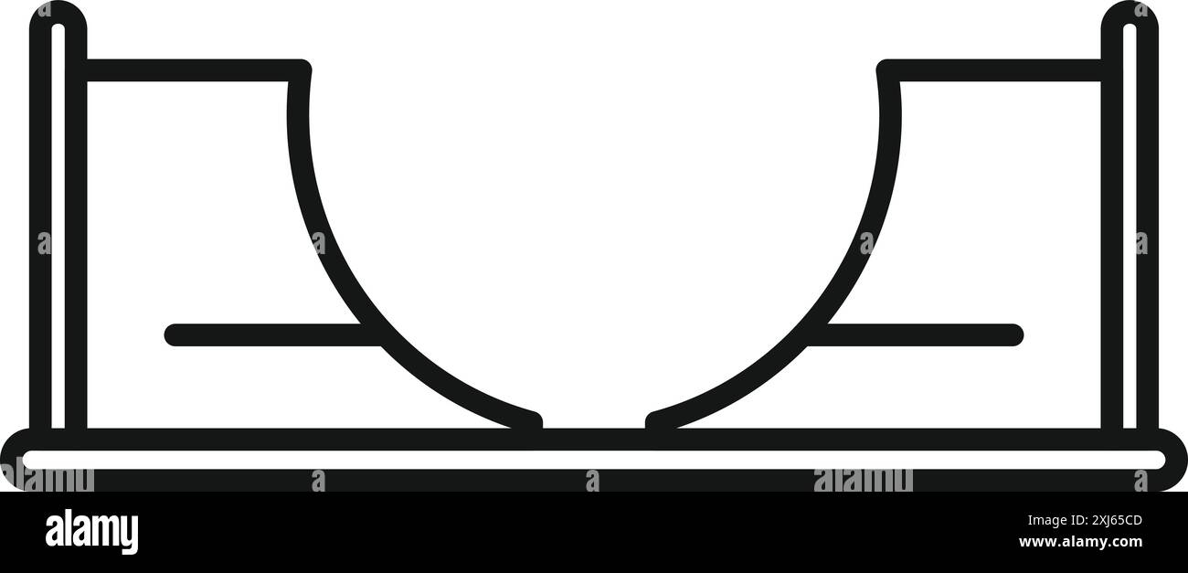 Minimalist outline icon representing a skatepark facility with a u ramp ...
