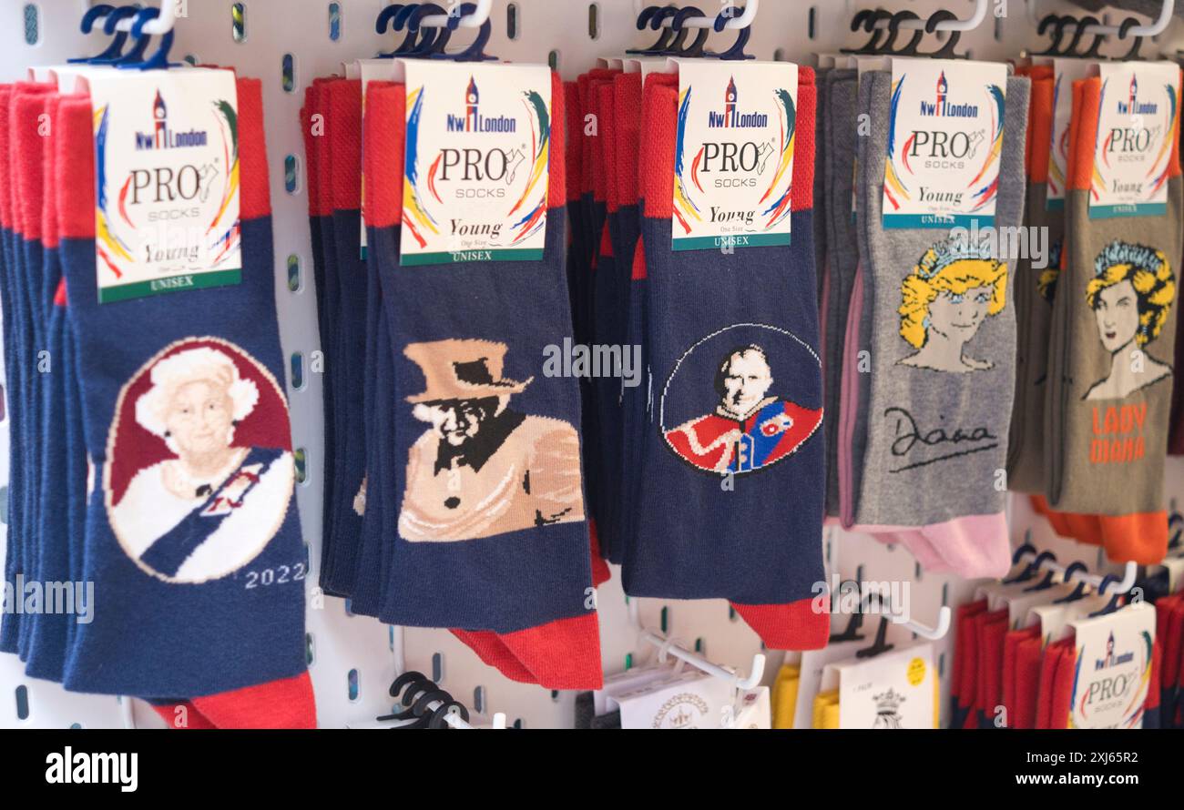 Socks with famous British faces on it Stock Photo - Alamy