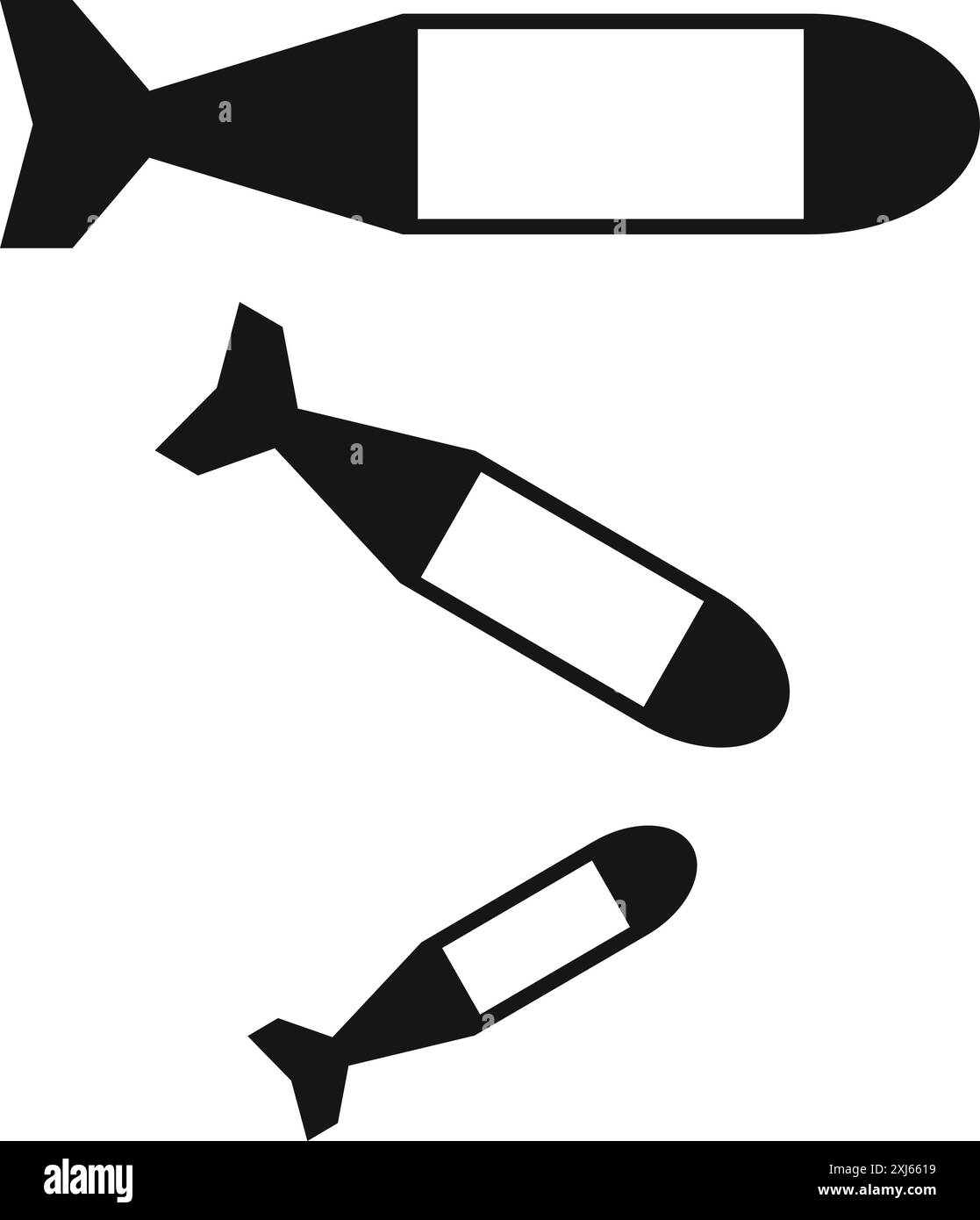 Simple black and white icon set featuring three bombs falling down Stock Vector Image & Art - Alamy