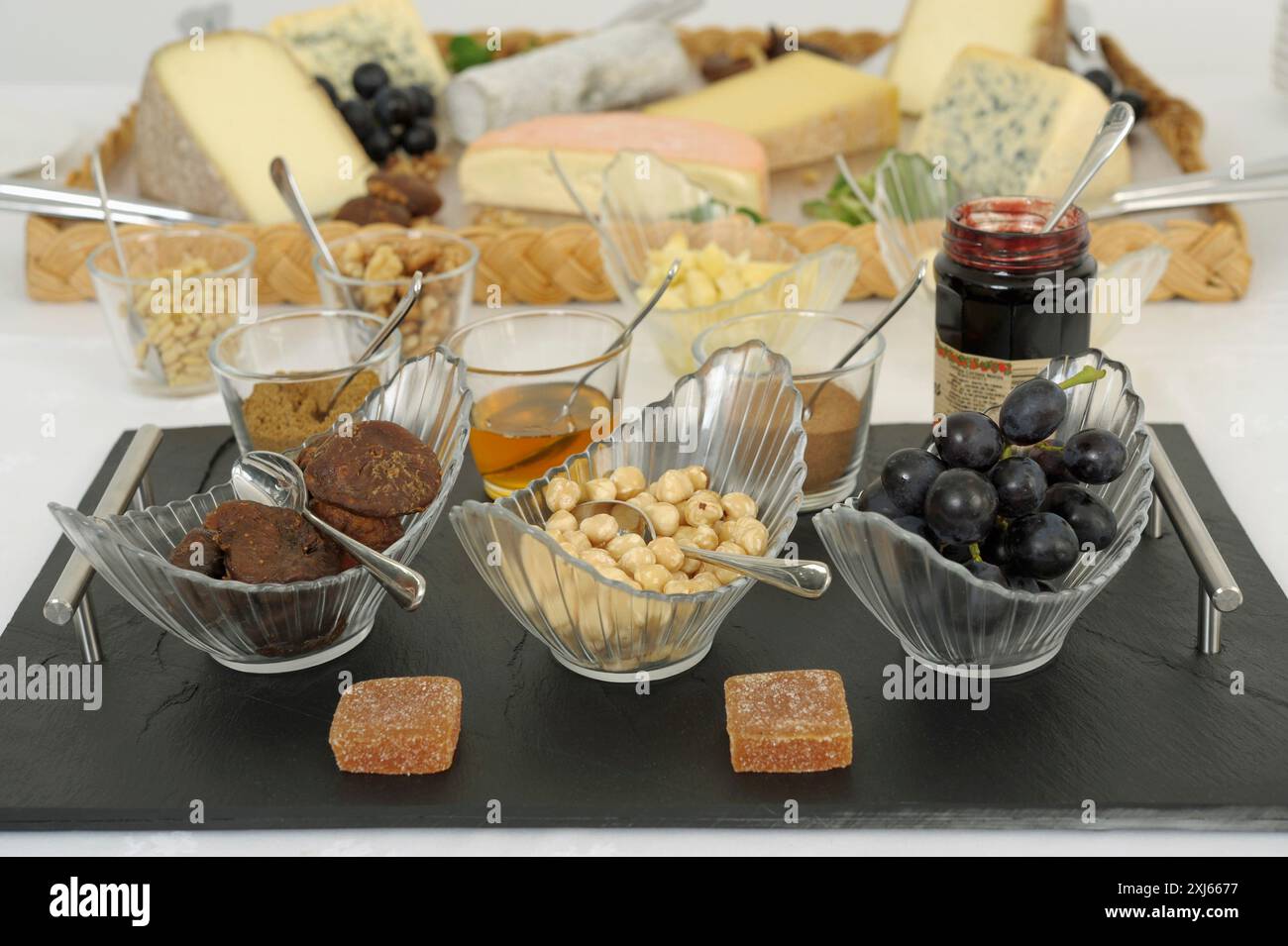 Garnished cheese buffet Stock Photo - Alamy