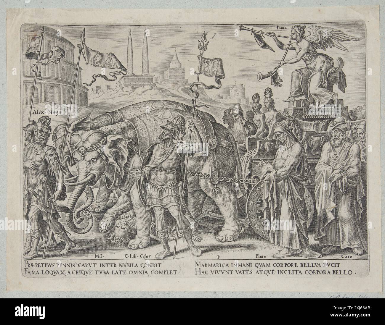 Copper engraving 'The Triumph of Fame' by Maarten van Heemskerck and ...
