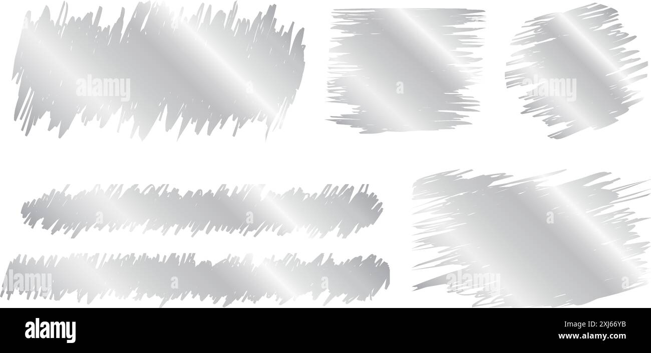 Silver scraped scratchcard textures. Collection of shining metallic ...
