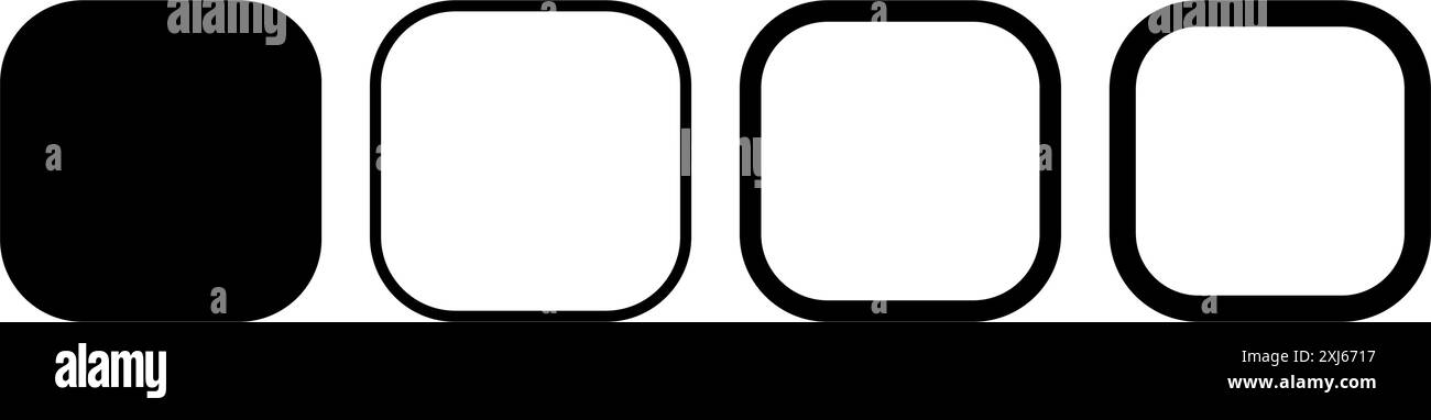 Set of squares with rounded corners. Cubes front view. Simple geometric ...