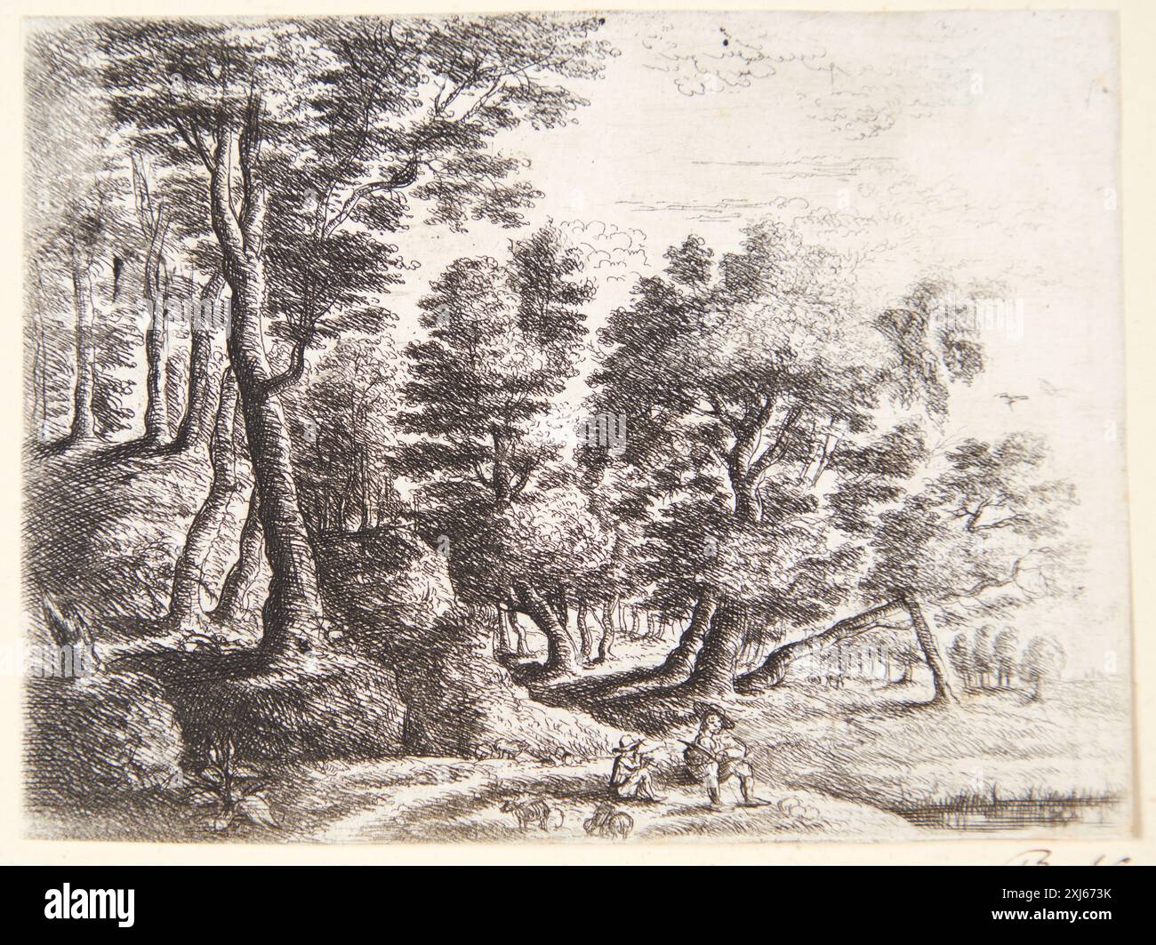 Etching by Philips Augustijn Immenraet showing a landscape with a ...