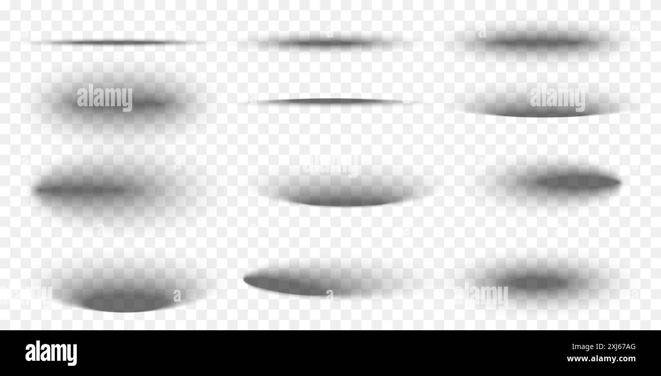 Set of oval packing box shadow effects. Different realistic soft grey ...