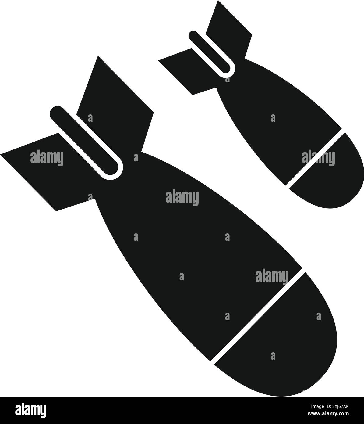 Black silhouette of a pair of deadly aerial bombs falling down Stock ...