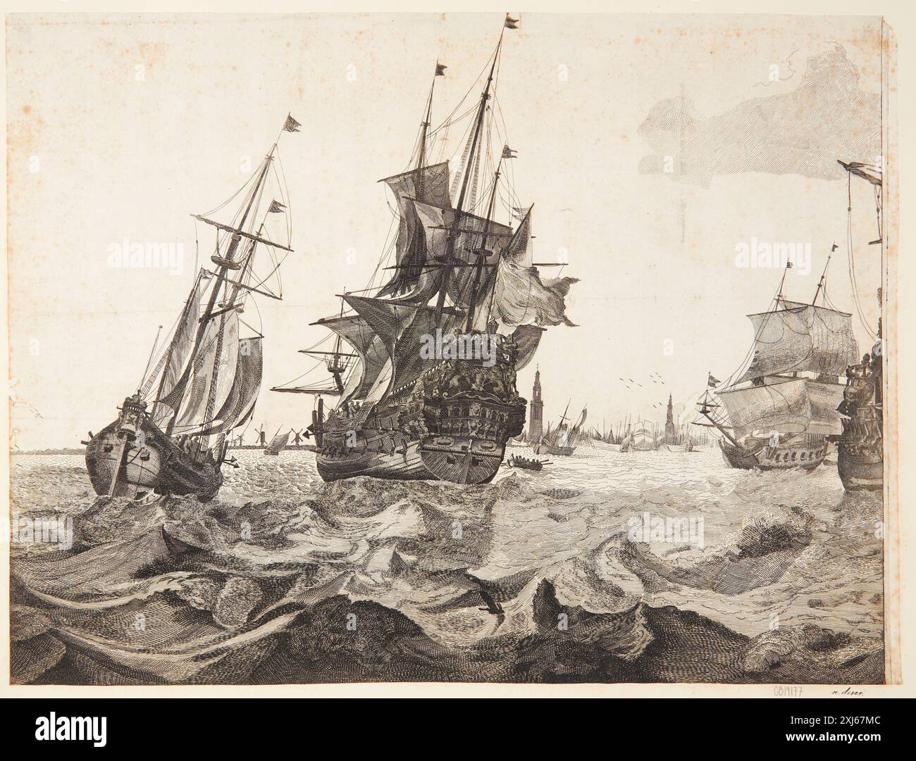 Dutch war vessels Bakhuizen, Ludolf 1630 - 1707 Etching, Print ...