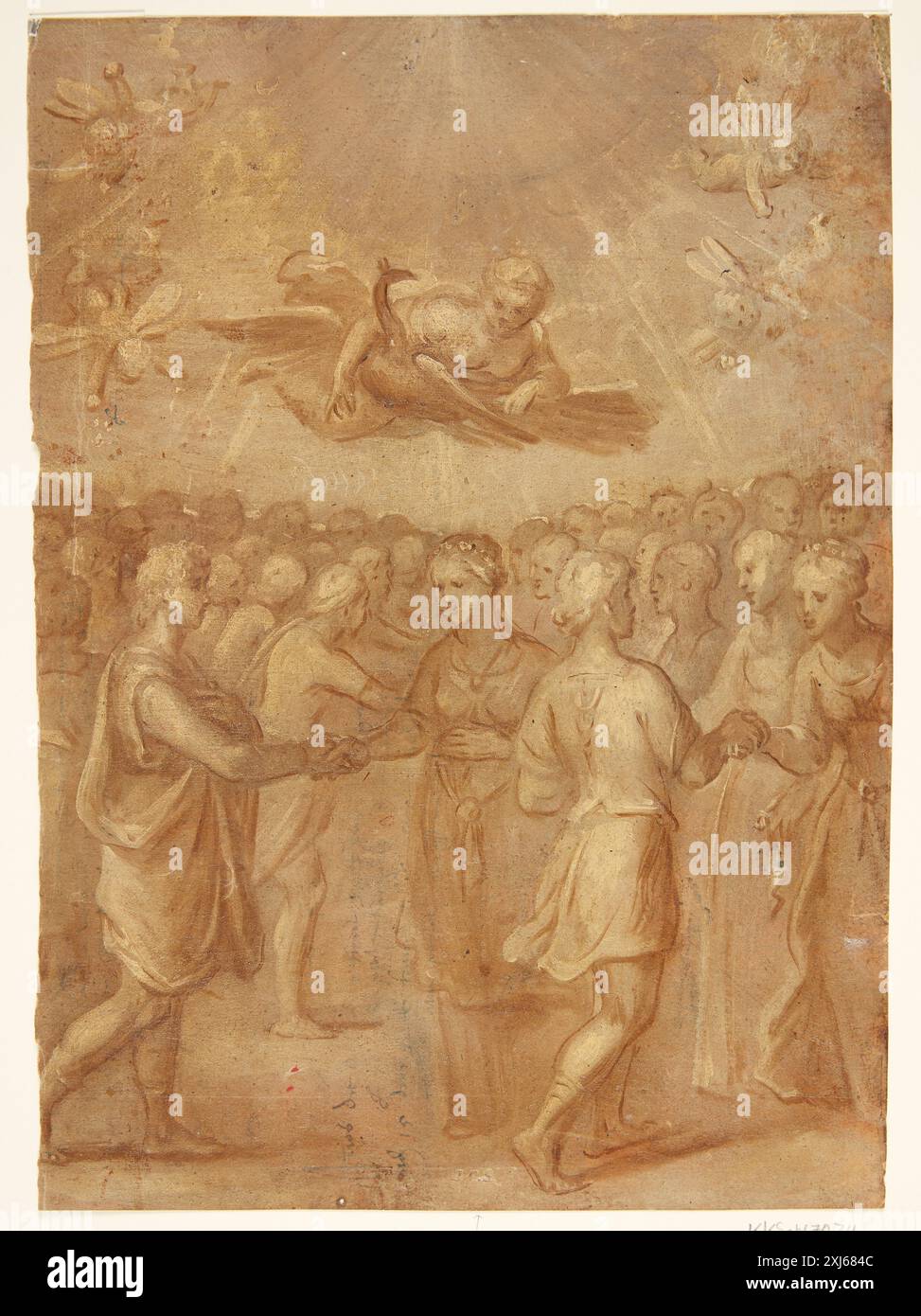 Drawing showing a classical mythological scene with figures from ...