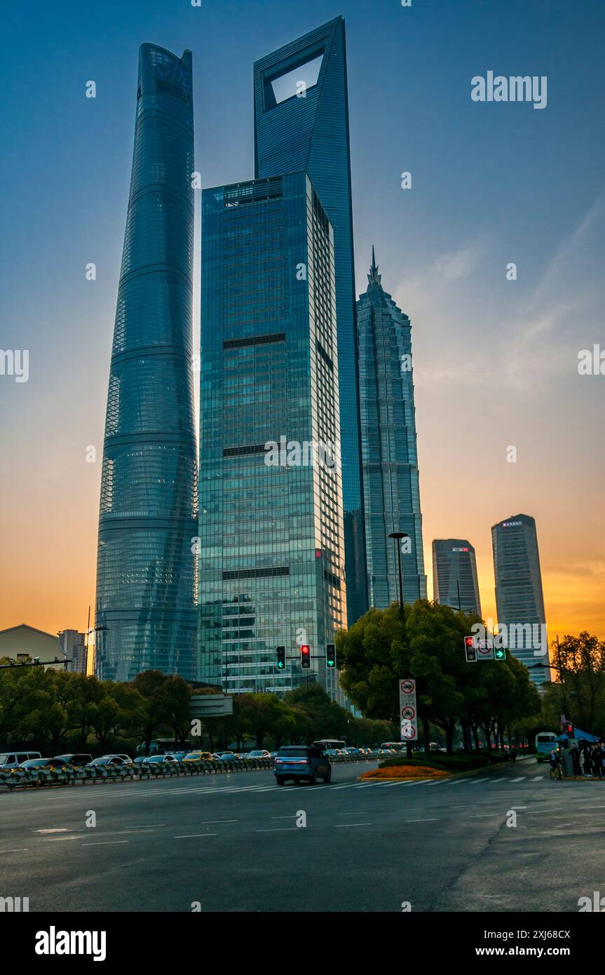 The Shanghai Tower, Jinmao Tower and Shanghai World Financial Center ...