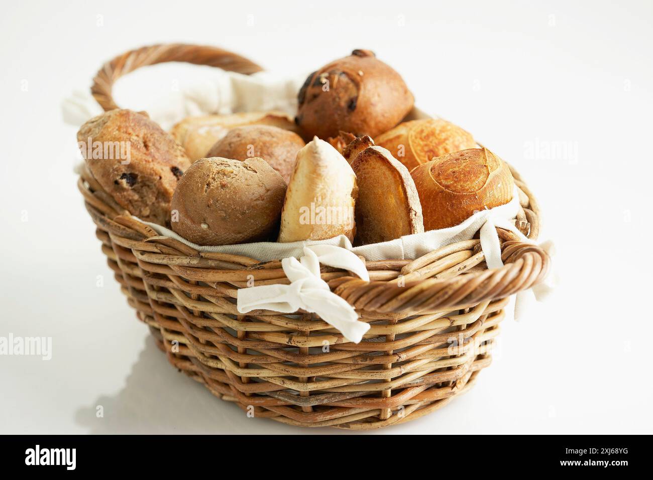 Basket of bread buns Stock Photo - Alamy