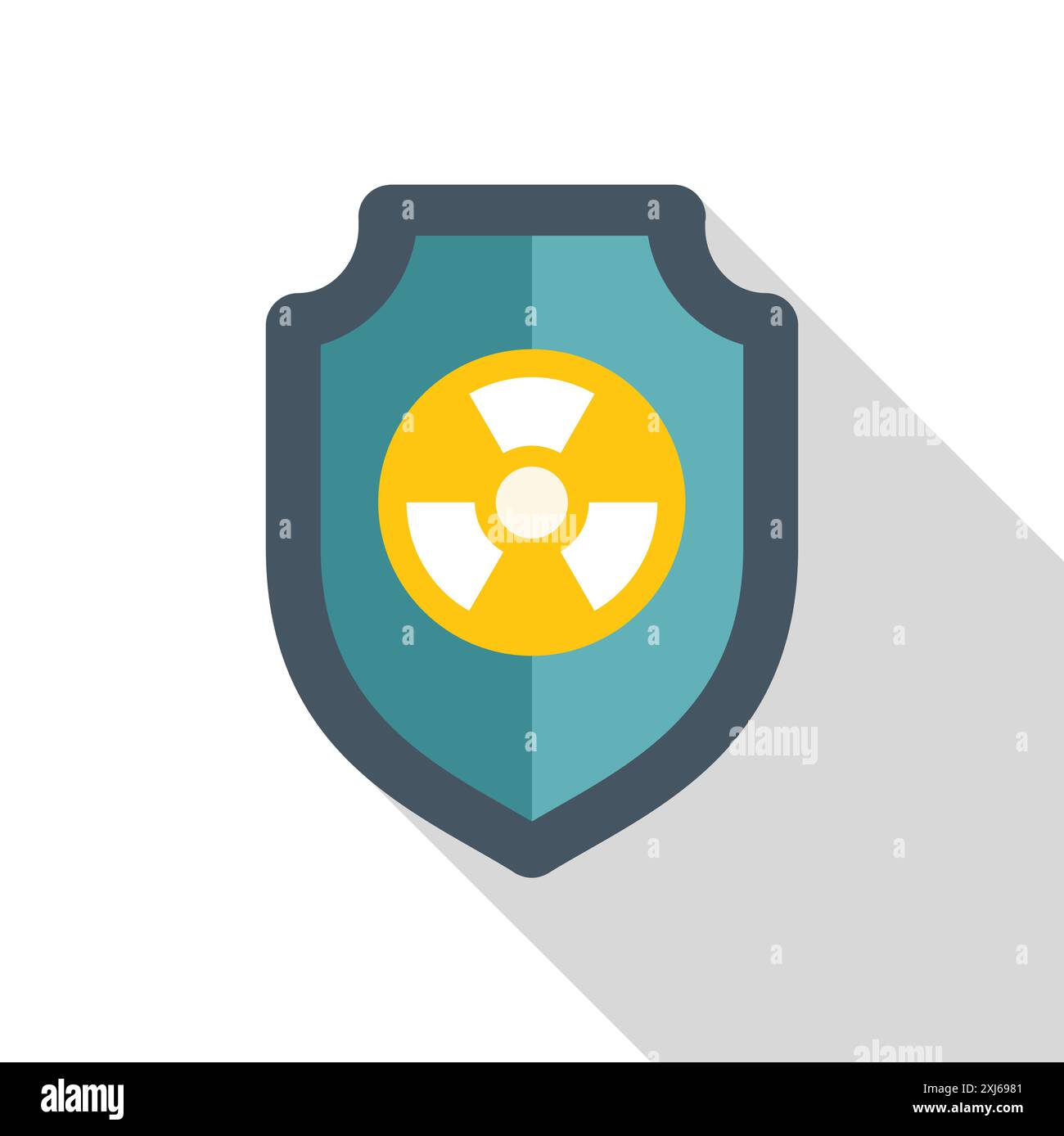 Shield protecting from radioactive hazard symbol presenting danger for ...