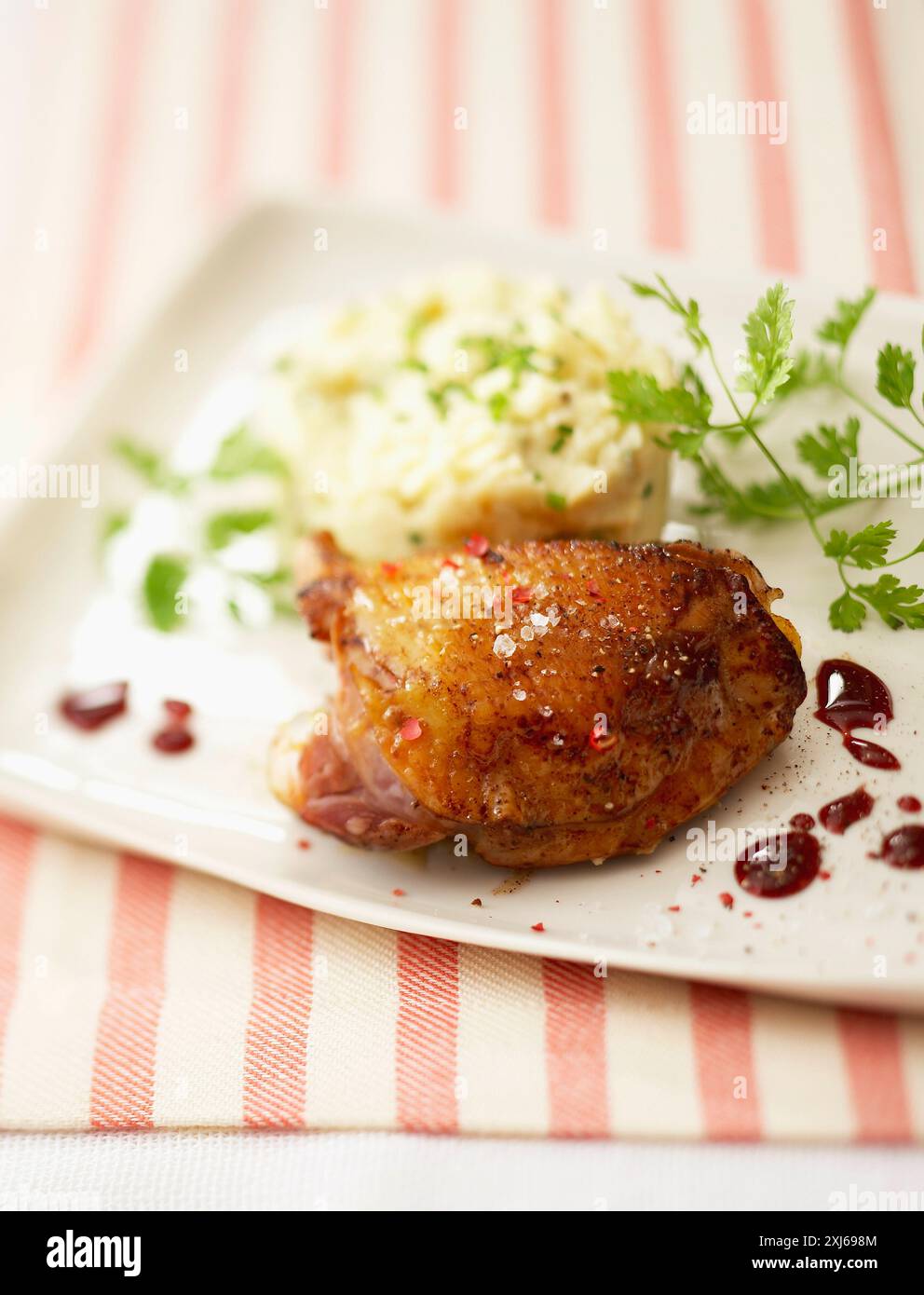 Grilled chicken with raspberry vinaigar sauce Stock Photo - Alamy