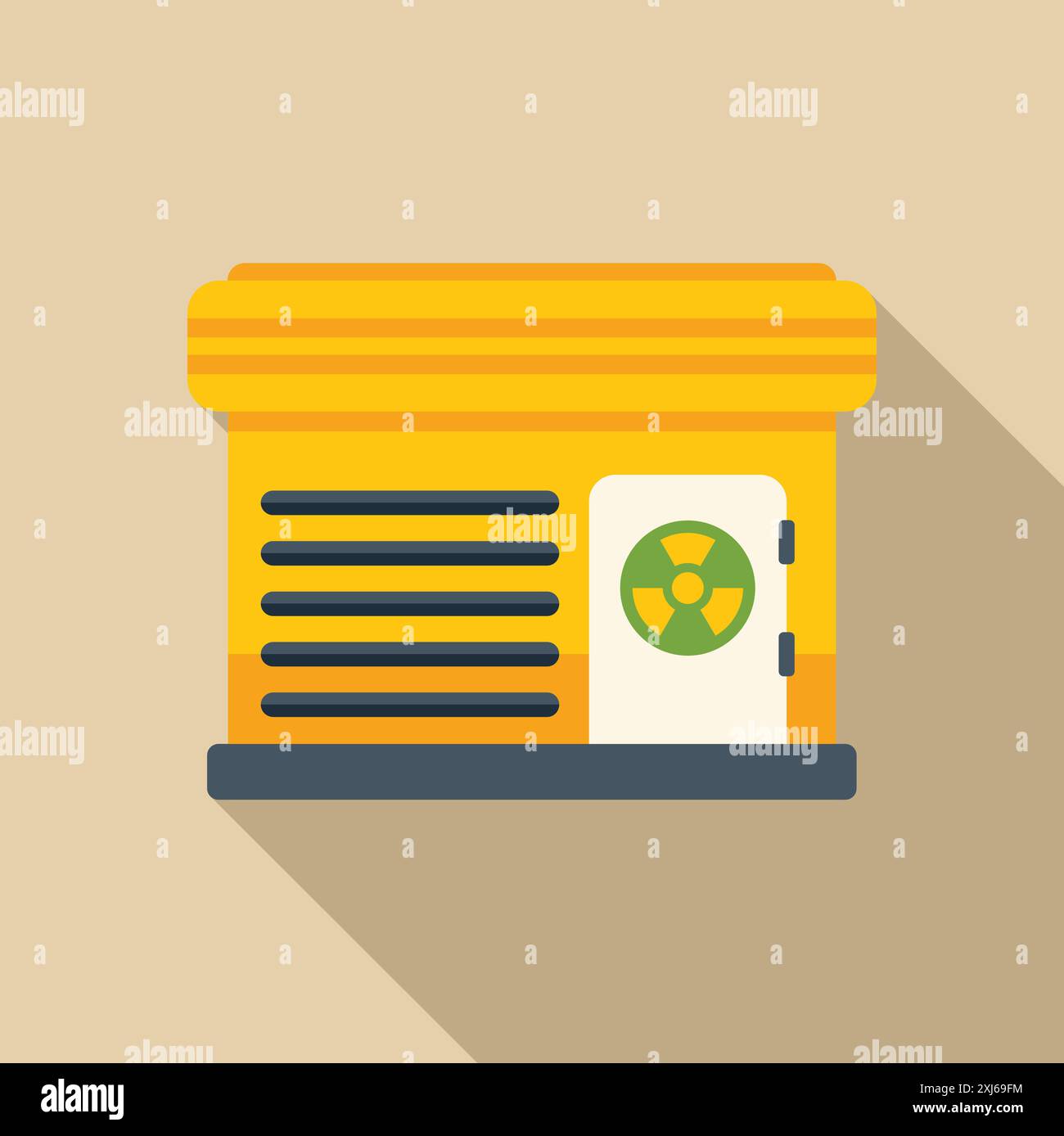Yellow nuclear power plant generating electricity with atomic energy ...