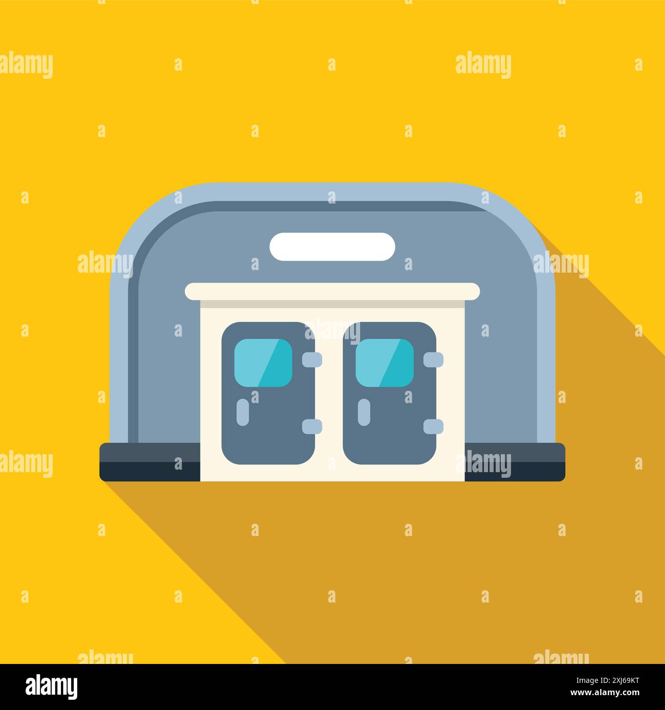 Modern public transport station building facade with closed doors ...