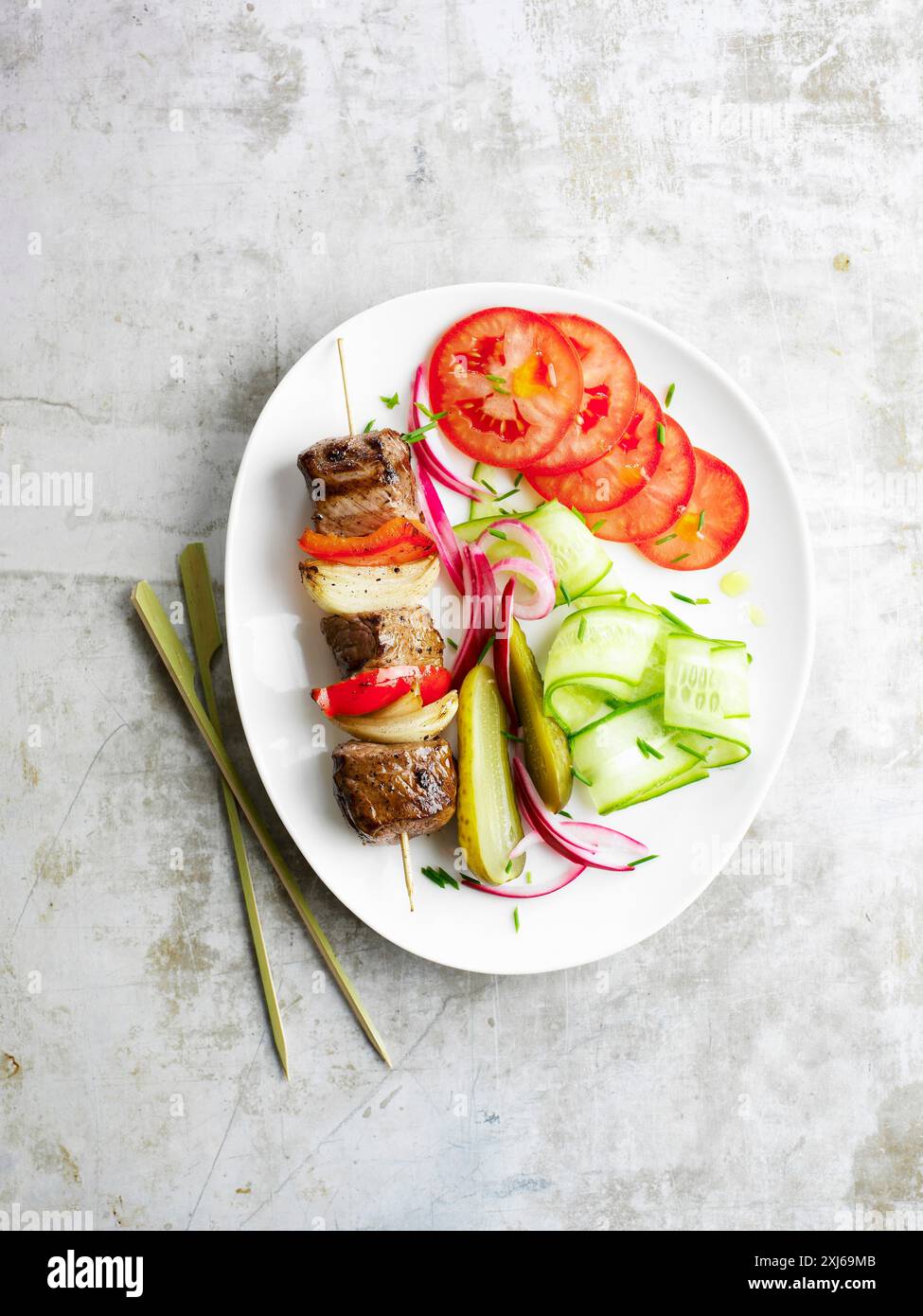 Russian-style lamb brochettes Stock Photo - Alamy