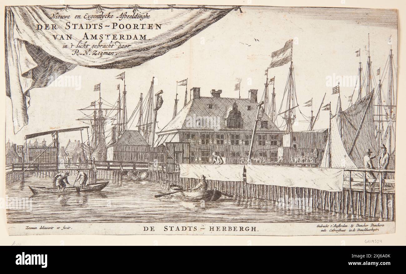 Etching by Reinier Nooms and Dancker Danckerts showing the title page ...