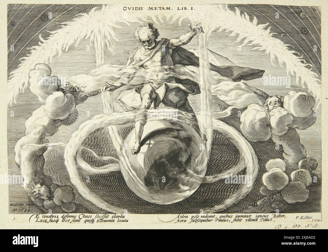 Copper engraving by Hendrick Goltzius depicting the creation of the ...