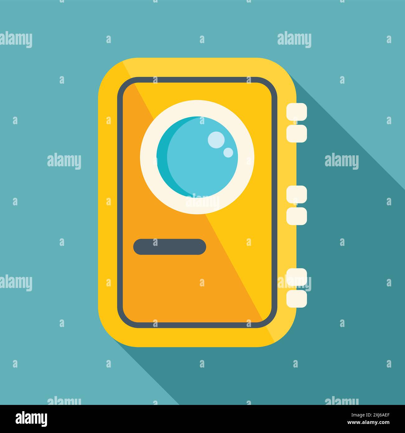 Yellow action camera showing the lens and side buttons Stock Vector ...