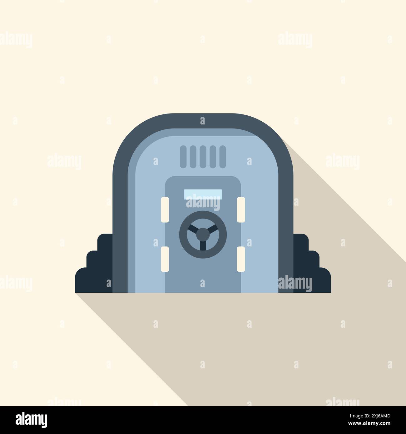 Illustration of an underground bunker with a large metal door ...